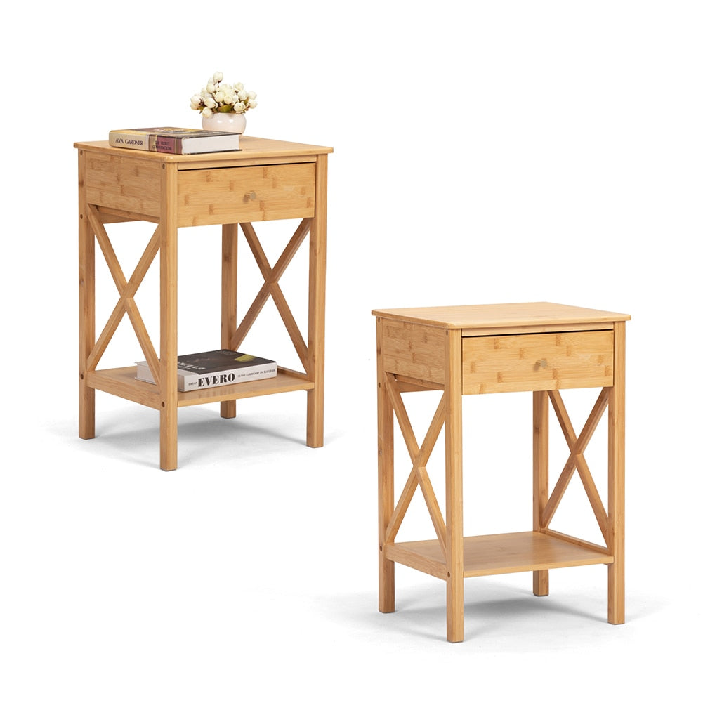 Vilfrid - Bedside Cabinets Wood Cabinet Small Nightstand Set of 2 — BO-HA